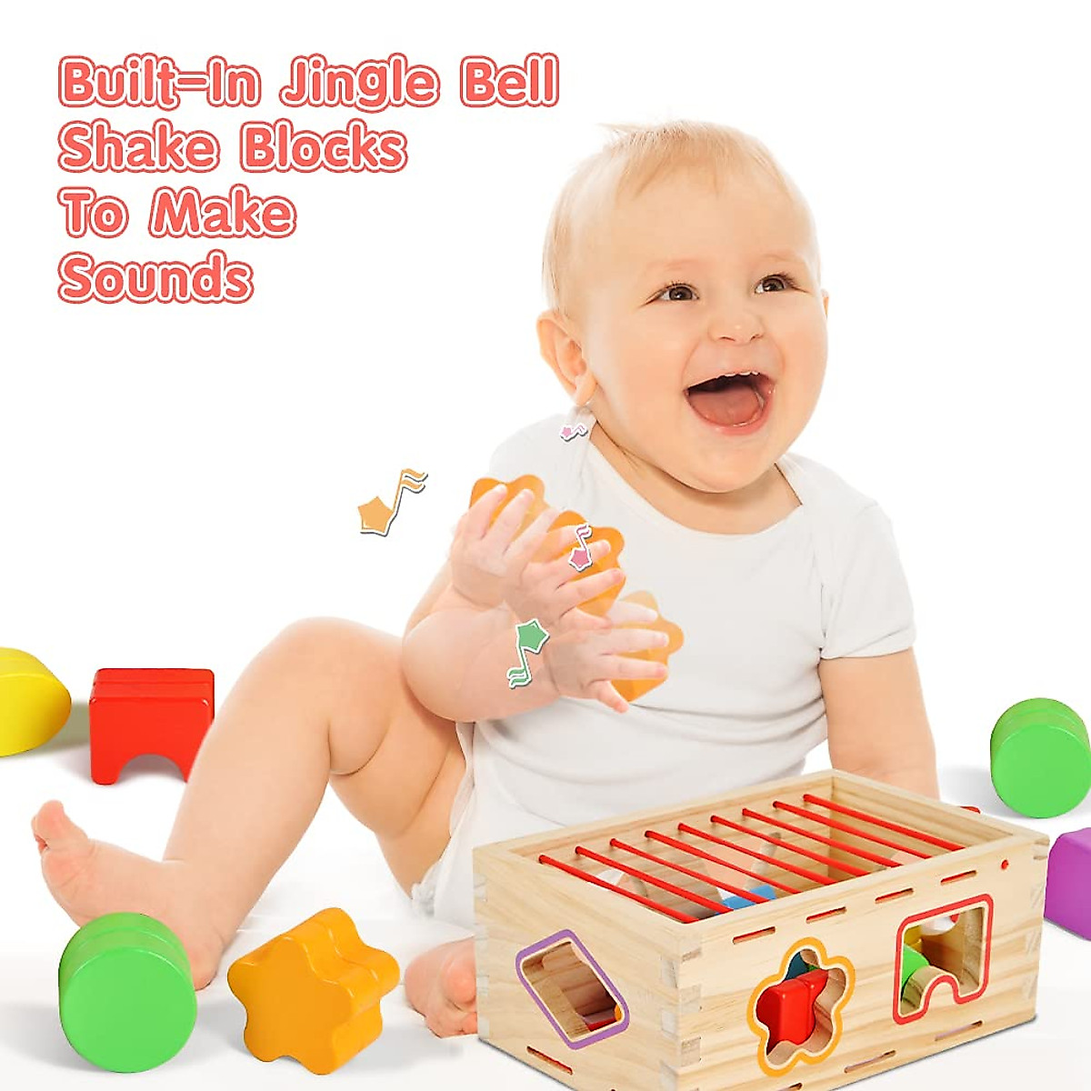 NiceNeer Montessori Toys for 1 Year Old, Wood Montessori Cube Shape Sorter Toys for Toddlers 1-3 Educational Learning Toys for 1 2 3 Year Old Baby Toys & Gifts