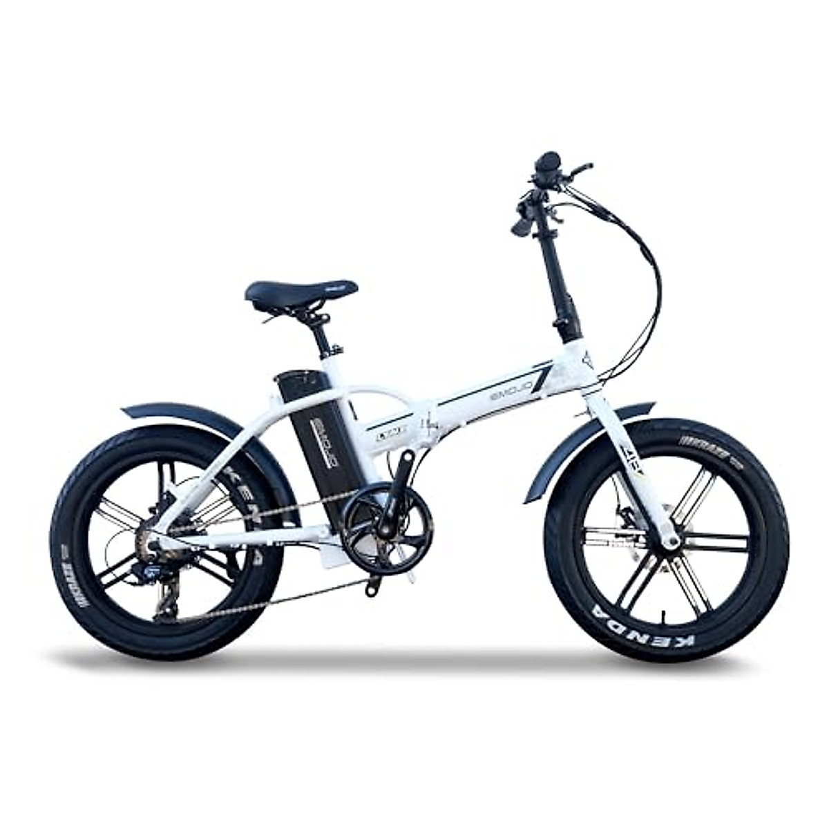 EMOJO Lynx Pro Sports 500W Folding Electric Road Bike for Adults 20 Inch Fat Tire Outdoor E Bike with Fenders 30 Miles 7 Speed Pedal Assist E Bicycle with 48V 10Ah Battery and LCD Display (White)