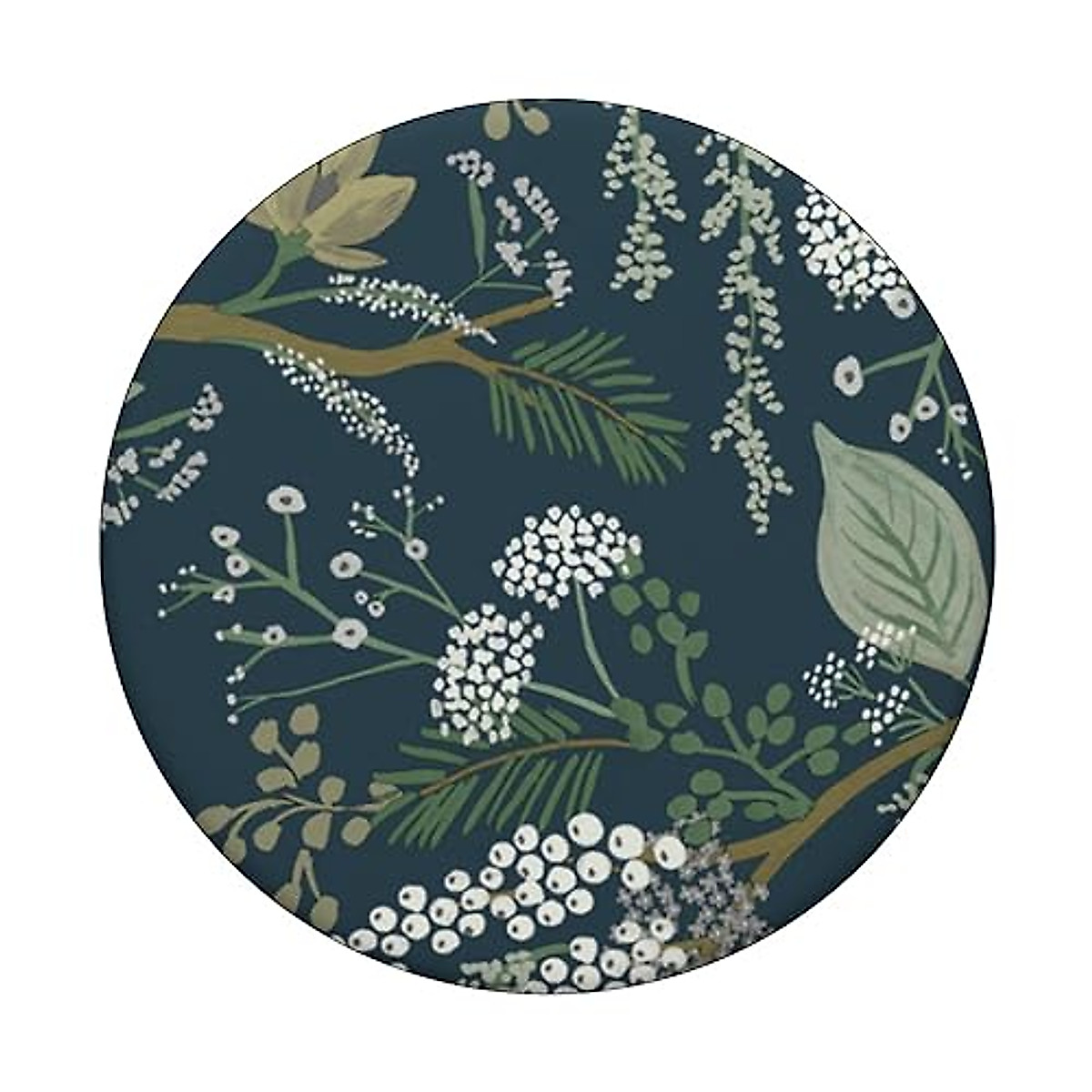 Green Floral Botanical Leaves Fern Foliage White Berry PopSockets Standard PopGrip
