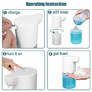 GVsmart Automatic Soap Dispenser, 11.8oz. Touchless Foaming Soap Dispenser, 4-Level Adjustable Foam Volume, Rechargeable Hand Free Soap Pump with Sensor, Dish Soap Dispenser for Kitchen, Bathroom