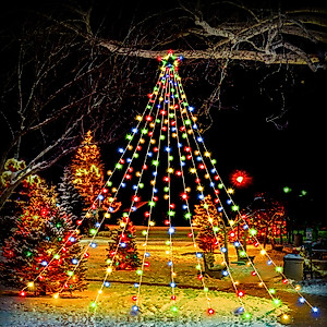 Qulist Christmas Decoration Star Lights Outdoor,317 LED 16.4Ft Christmas Tree Toppers String Lights[8 Modes& Waterproof] for Halloween Xmas New Year Holiday Birthday (Iron-Multicolor)