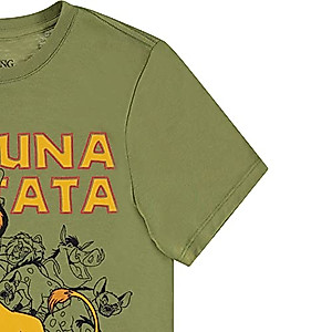 Disney Ladies Lion King Fashion Shirt - Ladies Classic Hakuna Matata Clothing Lion King Simba Mufasa Timon and Pumba Curved Hem Tee (Olive, Small)