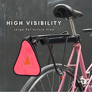 Vincita Reflective Yield Symbol with Hook & Loop Strap - High Visibility for Safety at Night - Safety Reflector for Bike Rack, Stroller, Backpack, Car Rack - Reflective Accessories (Green/Orange)