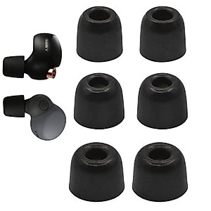 JNSA Replacement Memory Foam Ear Tips Noise Canceling Foam Ear Tip Compatible with Sony WF-1000XM4 / 1000XM5 Earbud Headphones, [Fit in Case],L/M/S 3 Size 3 Pairs,Black (Foam4XM4B3P)