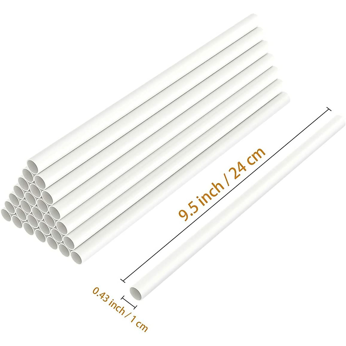 PSGGARY 50 pcs Plastic Cake Dowel Rod White Cake Dowel Rods, Tiered Cake Construction Rods, Cake Stacking Supporting Rods, 0.4 Inch Diameter, 9.5 Inch Length