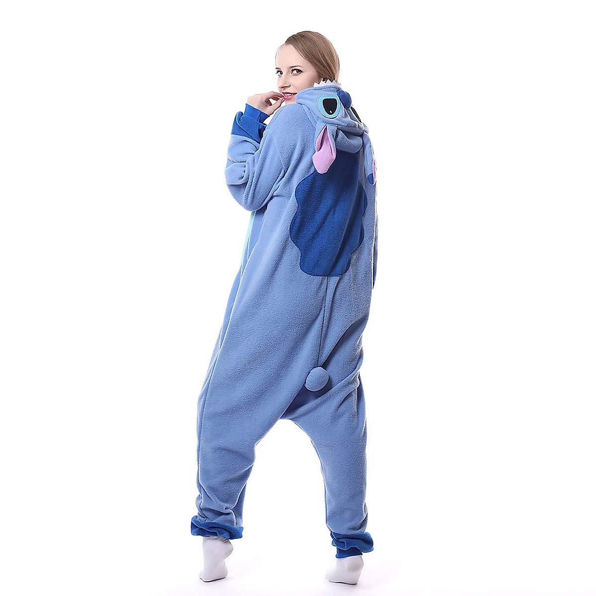 MEILIS Stitch Cosplay Costumes Cartoon Sleepsuit Teens Lounge Wear Unisex Adult Onesie Pajamas (Blue, 3X-Large)