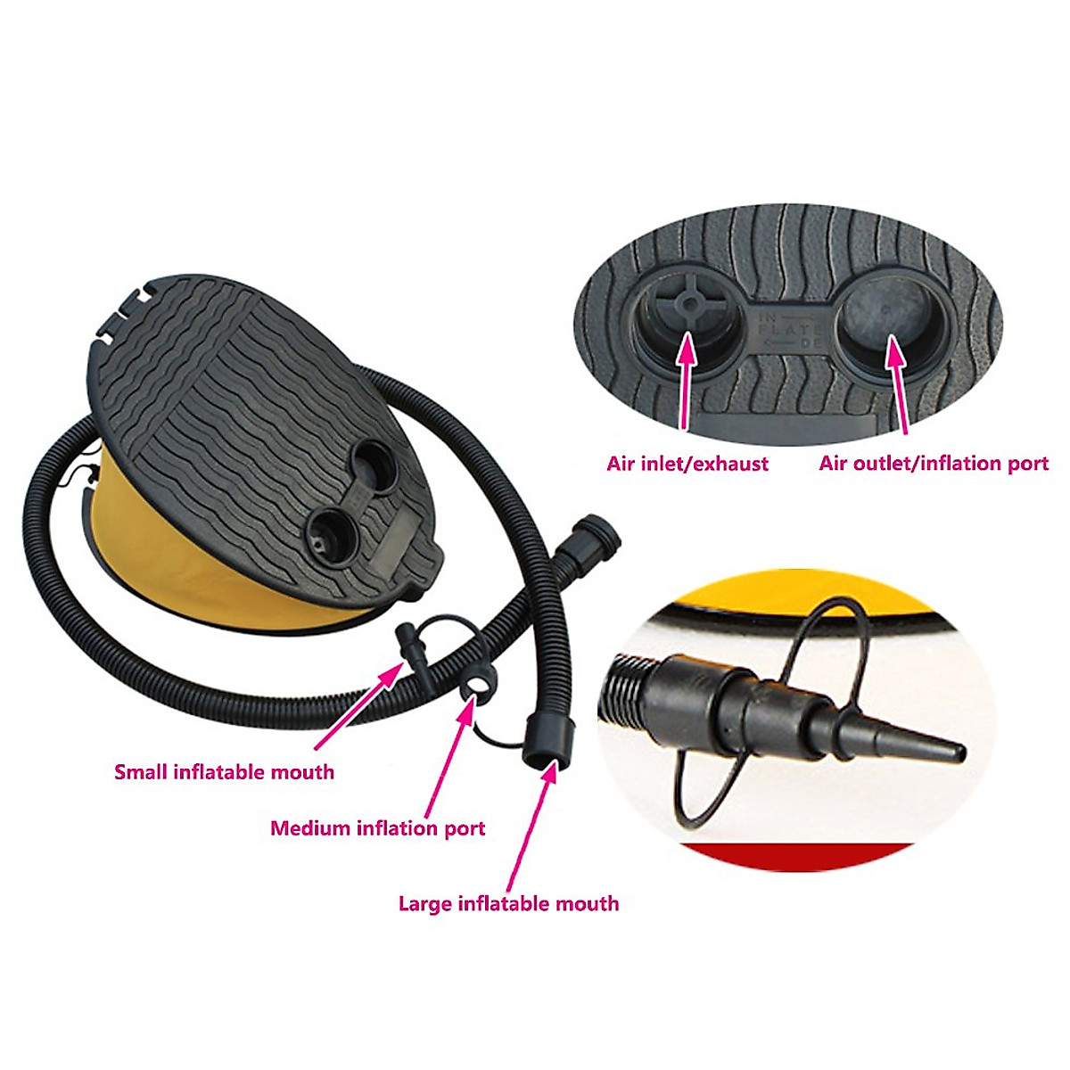 Portable Foot Air Pump / 3 litres Air Pumping Inflator for Outdoor Inflatable Devices - Swimming Pool, Balloon, Swim Ring, Camping Bed, Yoga Ball, Floating Toy, Sofa, Beach Cushion