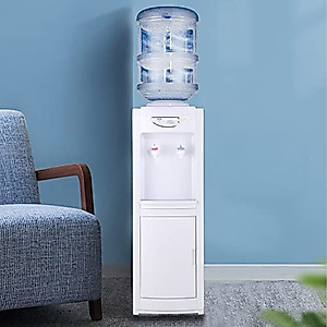Hot & Cold Top Loading Water Dispenser,5 Gallons Water Coolers with Child Safety Lock Removable Drip Tray & Storage Cabinet,Water Cooler Dispenser for Home,Office(White)