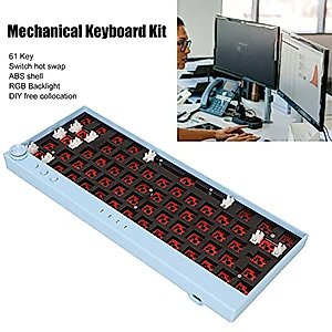Yoidesu Mechanical Keyboard DIY Kit, 61 Keys Hot Swappable RGB Custom Mechanical Gaming Keyboard Kit, 3Pin/5Pin Switch, Wireless 2.4G/Bluetooth/Type C Wired Keyboard(Blue)