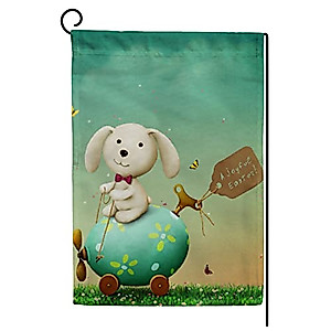 My Little Nest Seasonal Garden Flag Easter Bunny Egg Car Double Sided Vertical Garden Flags for Home Yard Holiday Flag Outdoor Decoration Farmhouse Banner 12"x18"