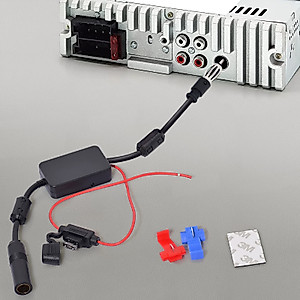 Bingfu Universal Car Stereo FM Radio Antenna Signal Booster Amplifier Amp,12V Power Supply DIN Plug Connector Adapter for Vehicle Truck SUV Car Audio Radio Stereo Media Head Unit Receiver