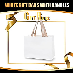 White Gift Bags Bulk YACEYACE 10Pcs 8"x3.75"x6" Small Size White Gift Bags with Handles White Paper Gift Bags White Kraft Paper Bags White Paper Shopping Bags for Small Business, Wedding Bags Party Bags Retail Bags