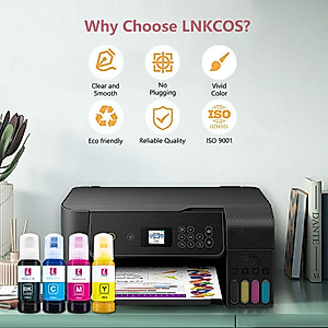 LNKCOS 400ML Sublimation Ink for Epson for EcoTank ET-2400 ET-2720 ET-2800 ET-2803 ET-2760 ET-2820 ET-2840 ET-2850 ET-3760 ET-4700 ET-4760 ET-15000 F170 (Autofill/ICC Free)