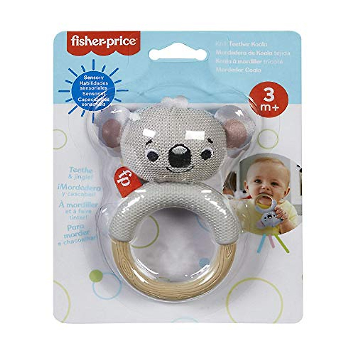 Fisher-Price Knit Animal Teether - Gray Koala Bear That's a Baby Sensory and Teether Toy