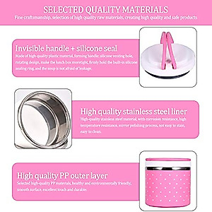 Insulated Lunch Box, 600ml Thermal Thermos Lunch Box Insulation Hot Food Container, Stainless Steel, Storage Lunch, Container, Canteen, Double Walled, Portable Food Bowl (Pink)