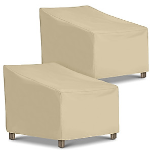 SunPatio Outdoor Chair Covers 2 Pack, Heavy Duty Waterproof Patio Lounge Deep Seat Chair Covers, All Weather Protection Lawn Chair Covers for Outdoor Furniture, 34" L x 37" W x 36"/25'' H, Beige