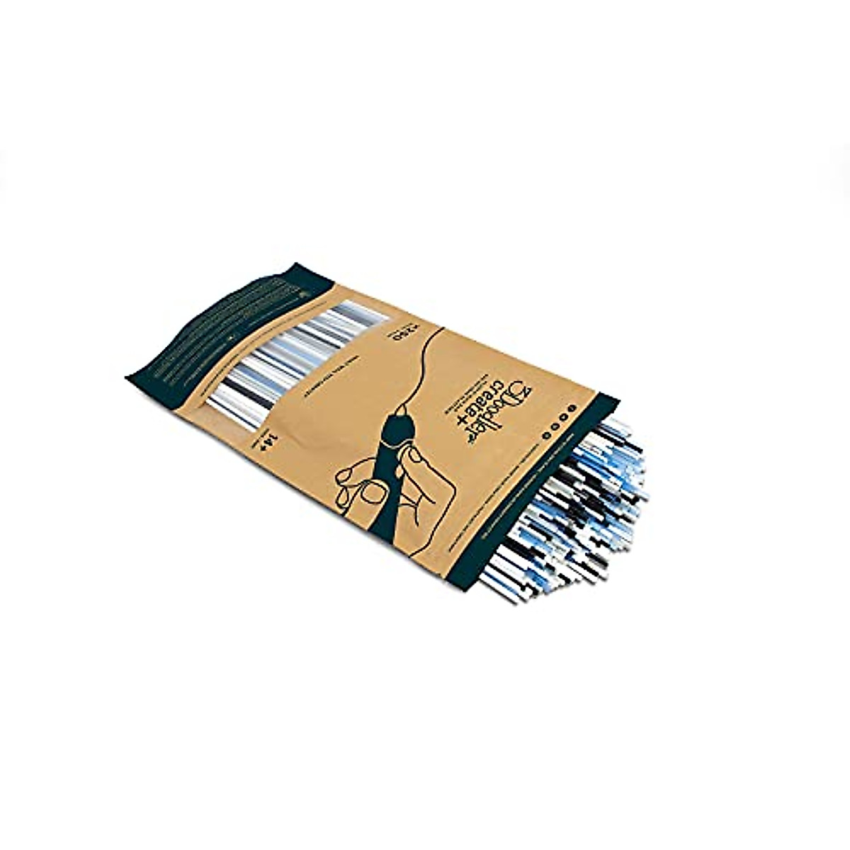 3Doodler Create PLA 3D Printing Filament Refill Bag (x250 Strands, Over 2000 ft. of Extruded Plastic) - Clearly Glacier