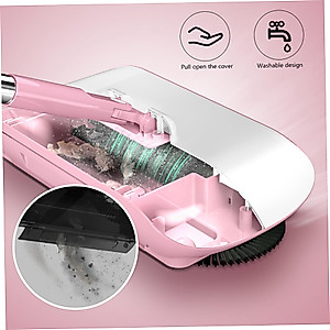 Hand Push Floor Sweepers, 3 in 1 Manual Vacuum Cleaner Mop, Floor Crumb Sweeper, Home Cleaning Sweeping Mop for Wooden Ttile Floor Rugs (Pink)