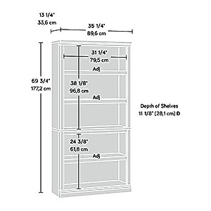 Sauder Palladia Library with Doors, Select Cherry Finish & Select Collection 5-Shelf Bookcase, Select Cherry Finish