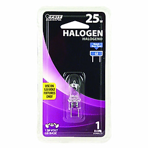 Feit Electric BPQ25/G8 25-Watt Bi-Pin T-4 Clear Halogen, Single Bulb,100|Soft White