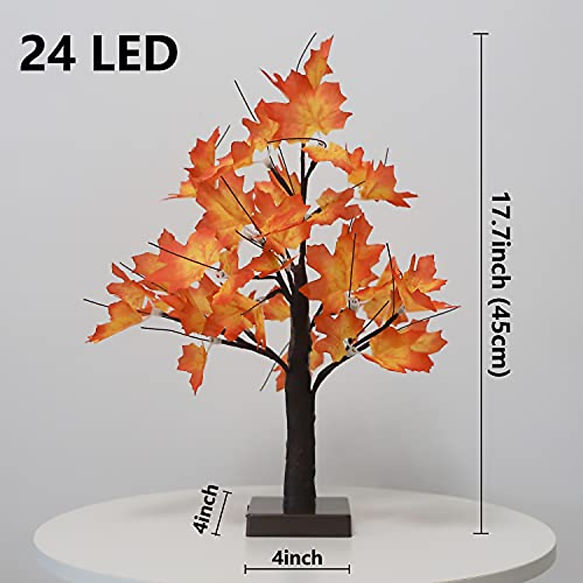 Lighted Maple Tree Thanksgiving Decorations, 24LED Tabletop Tree Lights Artificial Bonsai Tree Lamp Fall Centerpieces for Tables, Autumn Christmas, Halloween, Fall Decor for Home Warm White
