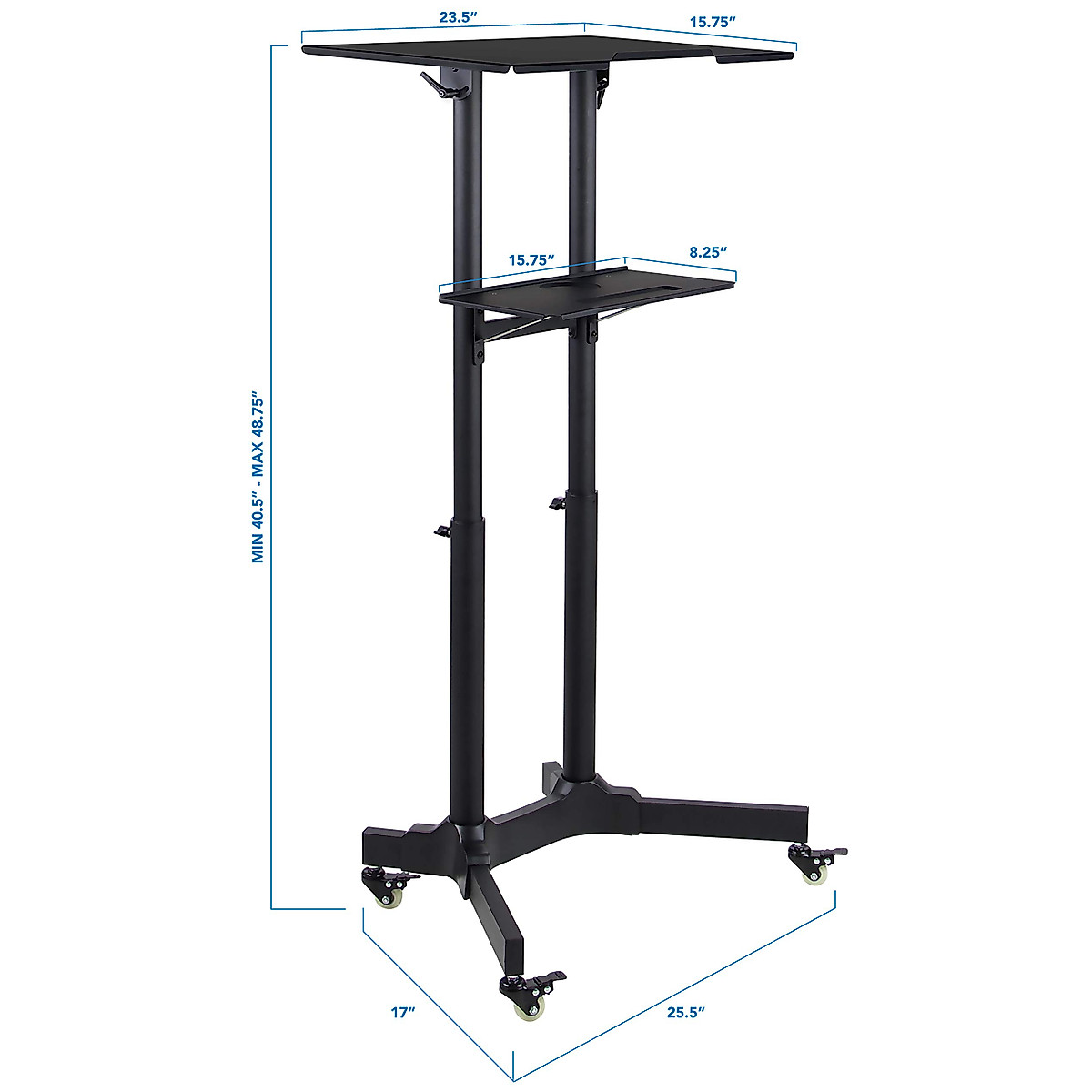 Mount-It! Mobile Standing Height Desk, Portable Podium and Rolling Presentation Lectern, Laptop Stand Up Desk with Caster Wheels (MI-7971)