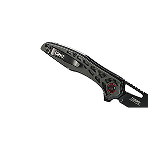 COLUMBIA RIVER KNIFE & TOOL Thero EDC Folding Pocket Knife: Everyday Carry Folder, Plain Edge, Sheepsfoot Blade with Black Oxide Finish, Flipper, Glass Reinforced Nylon and Carbon Fiber Handle 6290