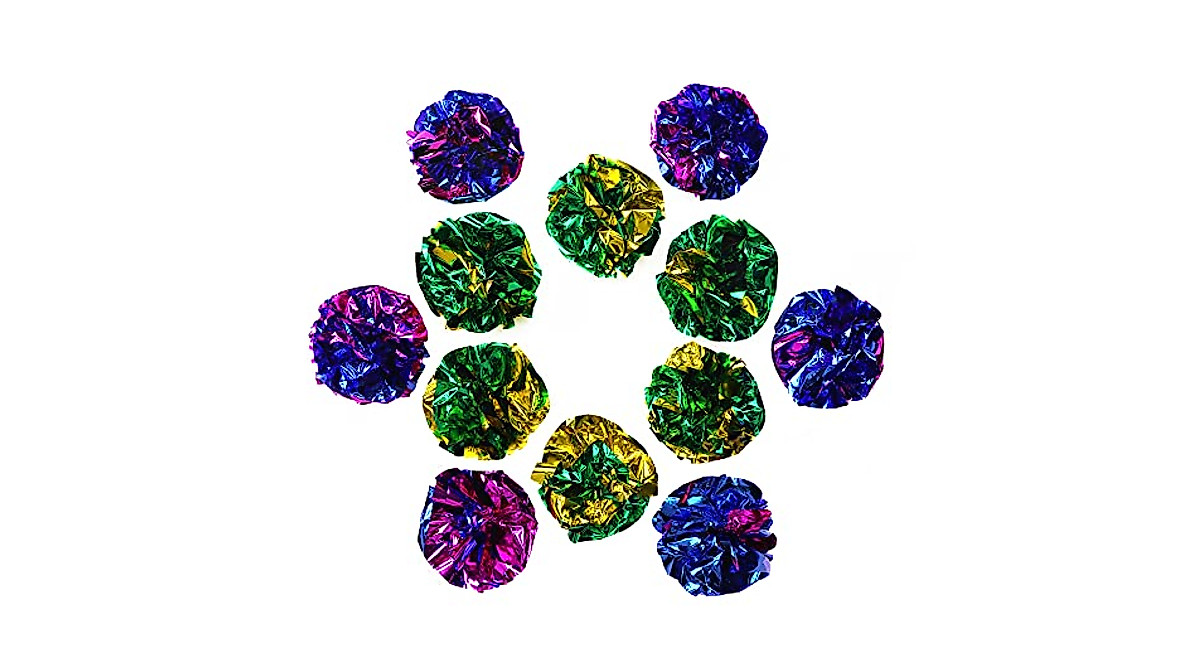 CHIWAVA 45PCS Mylar Crinkle Balls for Cats