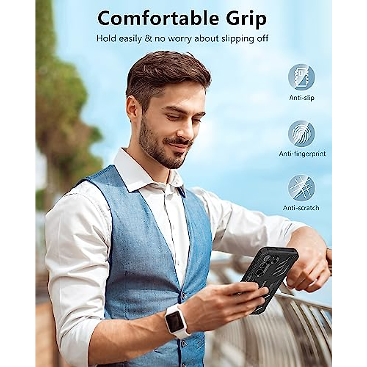 FNTCASE for Samsung Galaxy S23 Case : with Belt-Clip Holster & Kickstand Heavy Duty Rugged Shockproof Protective Phone Shell | Military Grade Protection Durable Cover for Galaxy S23 - Black