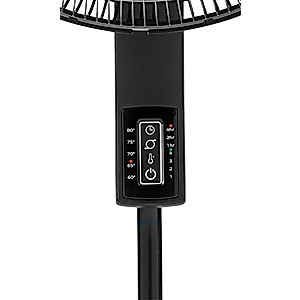 Lasko Oscillating Pedestal Fan, Thermostat, Adjustable Height, Remote Control, Timer, 4 Speeds, for Bedroom, Living Room, Office & Dorm, 16", Black, S16612