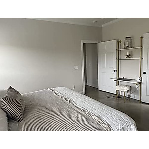 MAIKAILUN White and Gold Desk, 36" Ladder Desk, Wall Mount Computer Writing Table Pipe Shelf Shelving Mini Narrow Industrial Modern for Small Spaces(36x20x81)