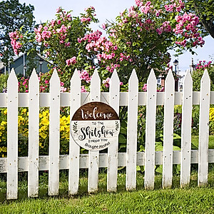 CHDITB Welcome to the Shitshow Wood Door Sign, Alcohol Shitshow Rustic Wall Door Hanging Sign(12”x12”), Funny Welcome Wall Hanging Sign Plaque for Front Door Entryway Porch Bar Pub Farewell Party