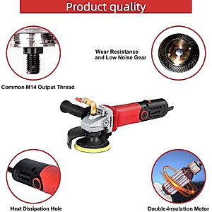 HaTur Wet Polisher 860W/110V Wet Buffer with 4'' Diamond Polishing Pad Low-noise Stone Polisher Variable Speed Buffing Machine for Concrete, Marble, Granite, Ceramic Tile