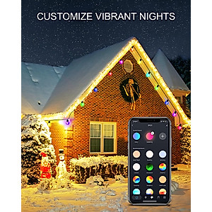 ASAHOM Smart LED Outdoor String Lights, 50ft G40 RGB Globe Patio Lights, 25 Shatterproof Multi-Color LED Bulbs, Voice & WiFi APP Control, Waterproof Connectable Hanging Lights for Garden Party Decor