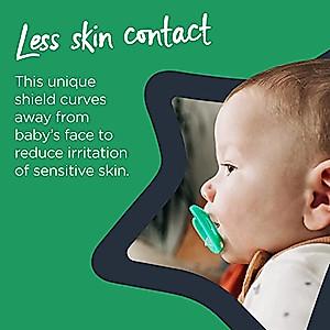 Tommee Tippee Advanced Sensitive Skin Pacifier, Unique Shield for Less Skin Contact, Symmetrical Design, BPA-Free Binkies, 0-6m, 4 Count