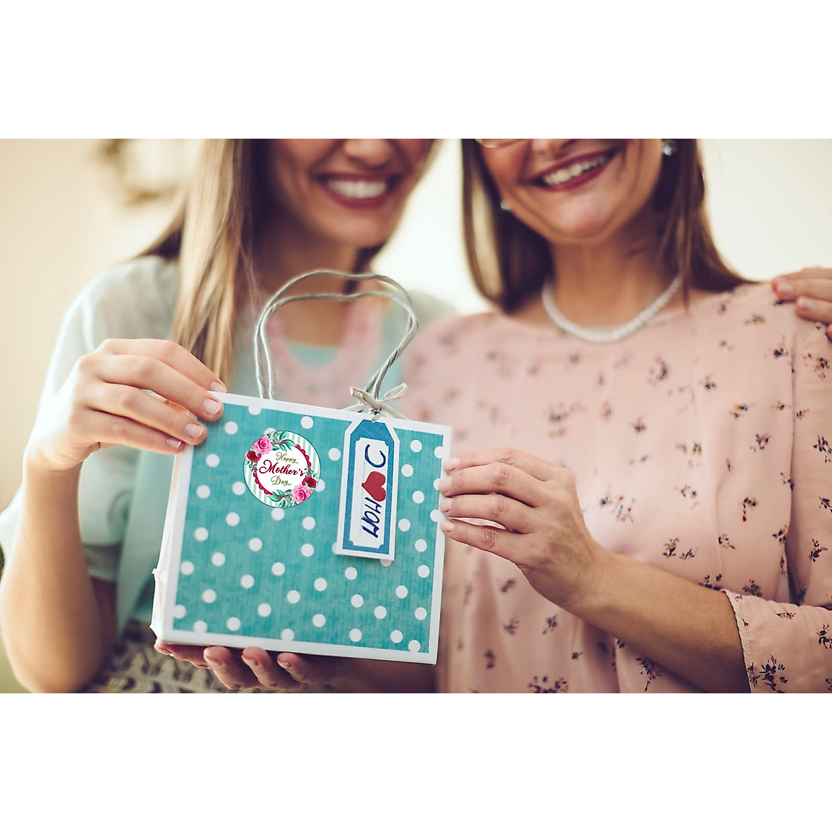 FLYAB Happy Mother's Day Labels Stickers,1.5" Flowers Mother's Day Gift Tag Stickers,Farmhouse Mother's Day Gift Labels for Gift Wrap Box Envelope Seals Card Party Favor,36PCS