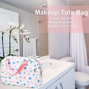 Makeup Bag for Girls Women Cute Travel Cosmetic Tote Bag Large Make Up Organizer Toiletry Bags Waterproof Zipper Pouch Purse