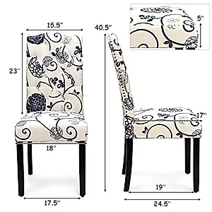 Giantex Parsons Chairs, Set of 2 Uphostered Kitchen Dining Chairs w/Wood Legs, Padded Seat, Linen Fabric, Nails, Tufted Dining Chairs, Ideal for Dining Room, Kitchen, Living Room