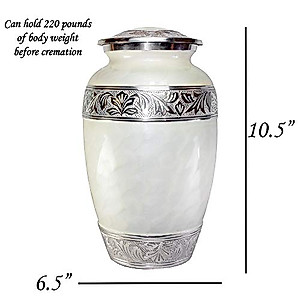 Adult Funeral Cremation Urn, White Ash Urns With Personalization and Velvet Box