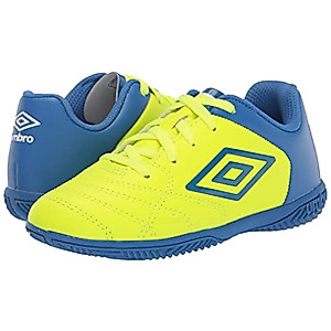 Umbro Boy's Classico XI IC Jr. Soccer Indoor Shoe, Yellow/Blue/White, 11 Little Kid