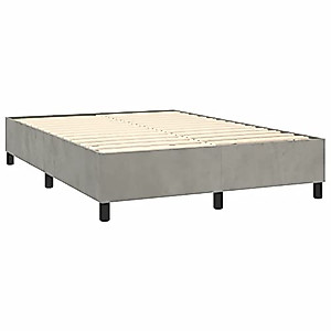 vidaXL Box Spring Bed with Mattress Home Bedroom Mattress Pad Double Bed Frame Base Foam Topper Furniture Light Gray 59.8"x79.9" Queen Velvet