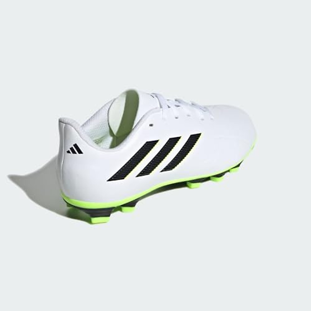 adidas Copa Pure.4 Firm Ground Sneaker, White/Core Black/Lucid Lemon, 3 US Unisex Little Kid