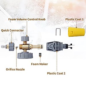 Tool Daily Foam Cannon, Adjustable Foam Blaster, Snow Foam Lance with M22 and 1/4 Inch Quick Connect, Additional Orifice Nozzle 1.1mm, 1.5 Liter