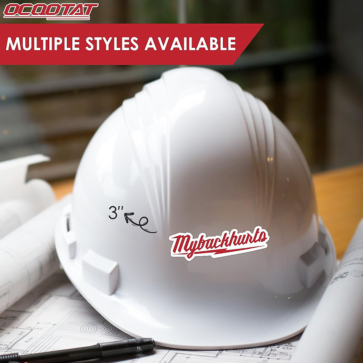 OCQOTAT My Back Hurts Stickers - Red Stickers Decals 3x1.4 Inches 5 Pcs For Hard Hat, Hat Box, Tool Box, Water Bottles, Welding Helmet, Laptop Box, Mechanic Stickers, Warning Stickers