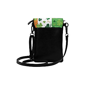 InterestPrint Small Crossbody Women Cell Phone Purse Wallet Bag with Shoulder Strap St Patrick's Day Shamrocks Irish Flag