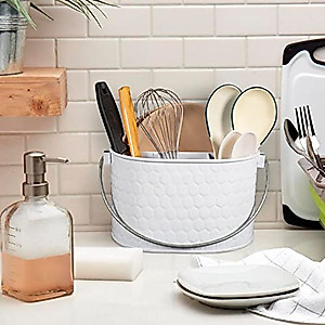 utensil caddy for parties, utensil caddy for countertop, kitchen utensil caddy, plate and utensil caddy - picnic utensil caddy, kitchen utensil caddy for countertop - 10 Inches (Snow White)