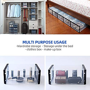 XZLGUJI 1 Pack Shoe Storage Box-Multi-function Storage Bins,Clear Plastic Stackable Shoe Organizer for Closet,Drop Front Shoe Box. (black (1 Pack))