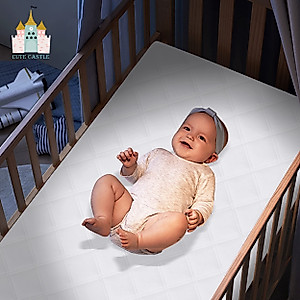 Cute Castle 2 Pack Baby Waterproof Crib Mattress Protector - Ultra Soft - Baby Bedding Mattress Pad Cover Sheets for Toddler (White, 28x52x6 Inch)