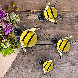 Juegoal Metal Wall Art Bee 3D Sculpture, Inspirational Wall Decor Hanging for Indoor and Outdoor, 4 Pack