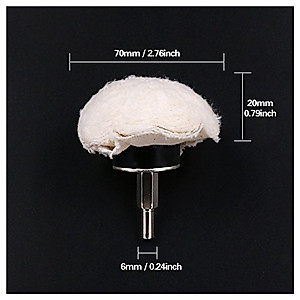 Swpeet 4 Pcs White Cotton Polishing Buff Wheel Set for Polishing Tools, Polishing Pad Wheel Set Perfect for Manifold, Aluminum, Stainless Steel and Chrome (Cone/Column/Mushroom/T-Shaped)